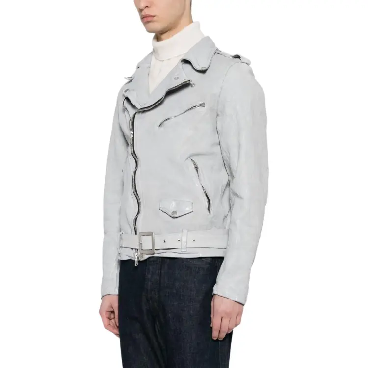 Yohji Yamamoto Belted Leather Biker Jacket - POIZON