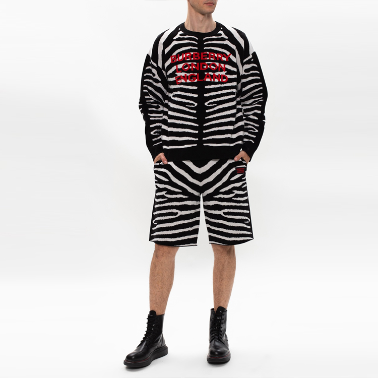 Burberry Men Logo Letter Zebra Pattern Pullover Long Sleeve Burberry Men Logo Letter Zebra Pattern Pullover Long Sleeve