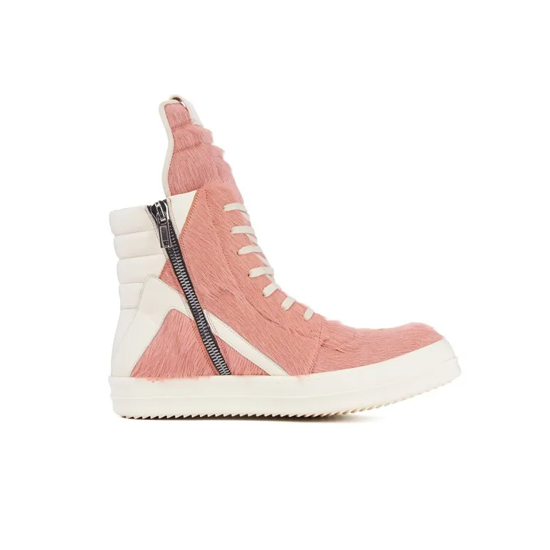 RICK OWENS GeoBasket Cow Fur Dusty Pink Milk - POIZON