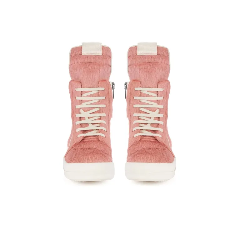 RICK OWENS GeoBasket Cow Fur Dusty Pink Milk - POIZON