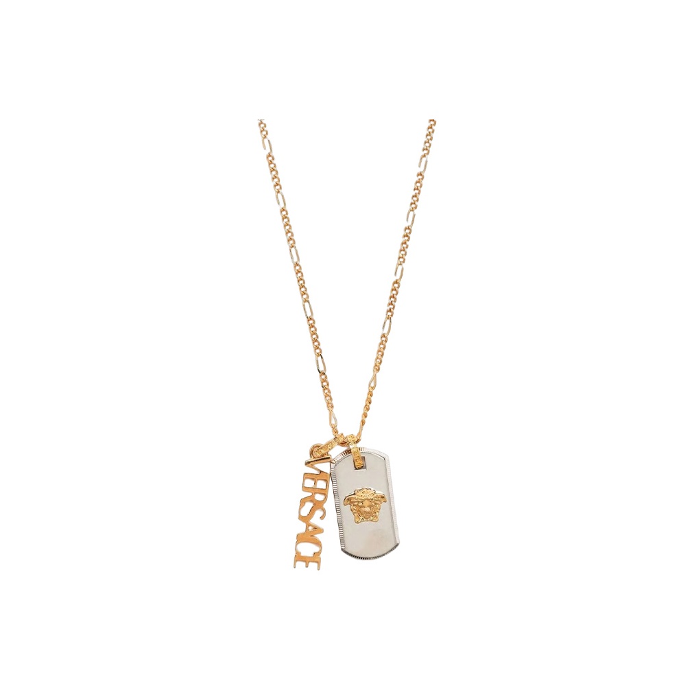 VERSACE Medusa Logo Tag Chain Linked Necklace