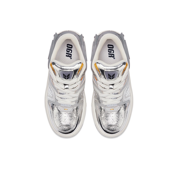 OGR Skateboard Shoes Unisex Low-Top Silver/Gray White US M 6 OGR Skateboard Shoes Unisex Low-Top Silver/Gray White US M 6