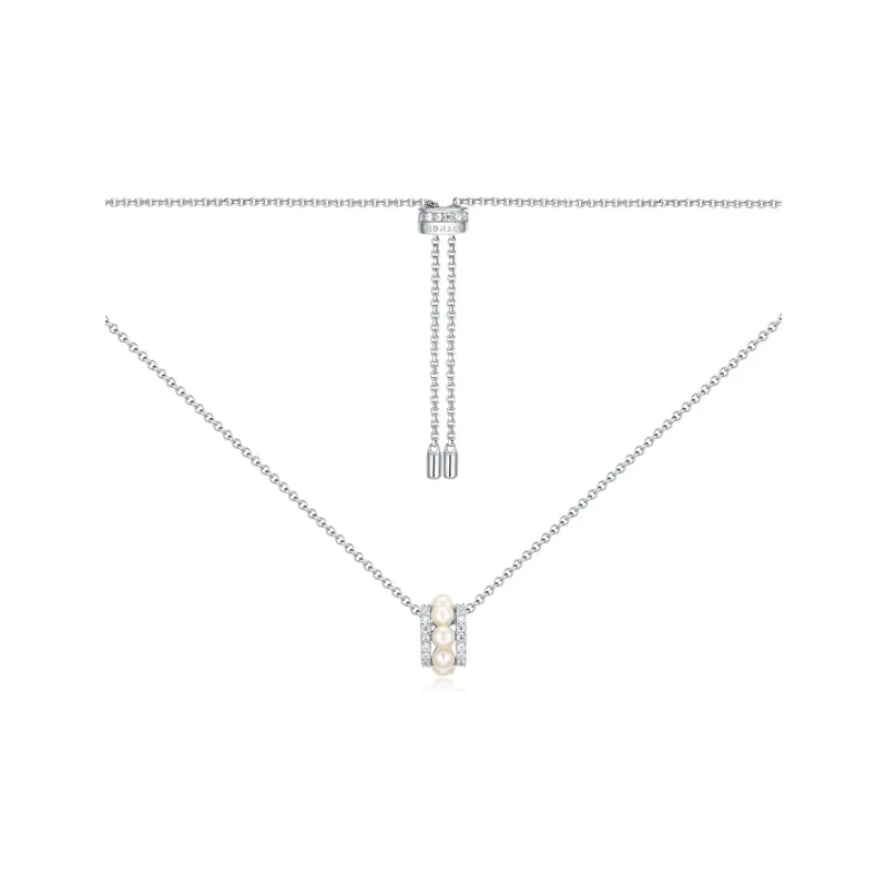 apm monaco Double Paved Hoop Adjustable Necklace with Pearls - POIZON