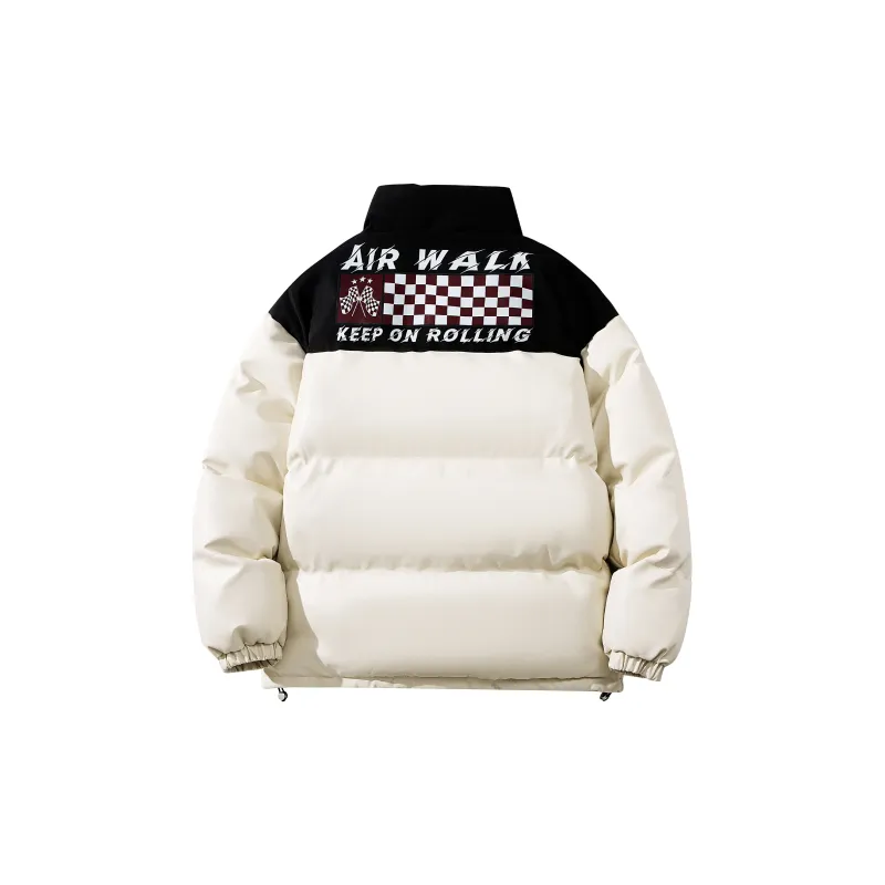 Airwalk Flame Letter Checkerboard Logo Unisex Quilted Jacket - POIZON