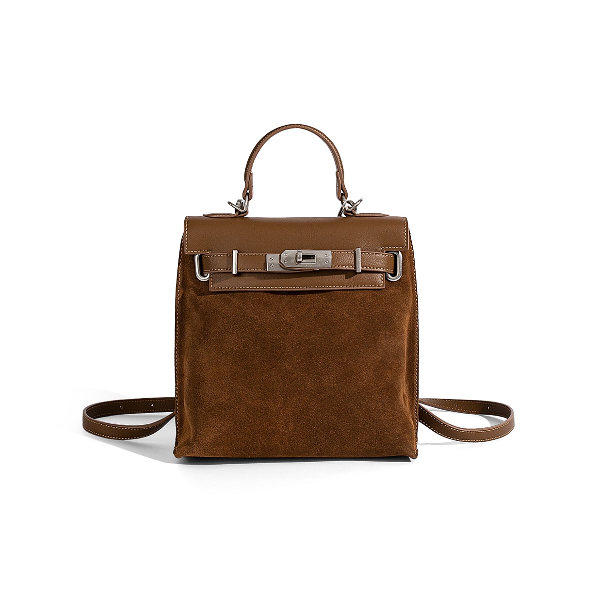 MQ&DR Matte Cowhide Leather Handbag Backpack Regular Women's Brown ...