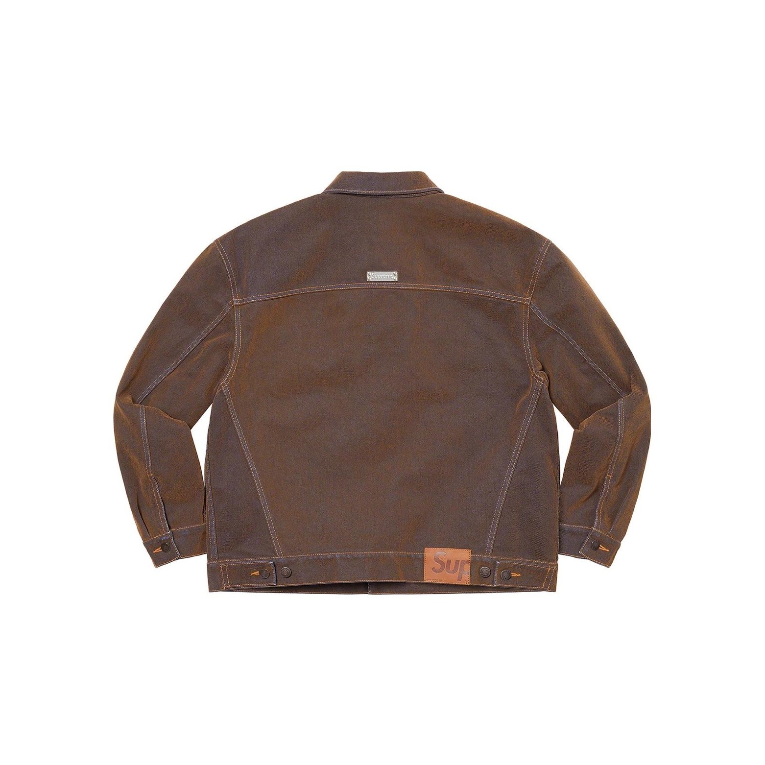 Supreme Flocked Denim Trucker Jacket Gold XL - POIZON Supreme Flocked Denim Trucker Jacket Gold XL - POIZON