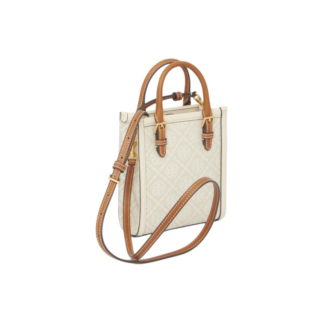 TORY BURCH T Monogram Mini Tote Almond White - POIZON TORY BURCH T Monogram Mini Tote Almond White - POIZON
