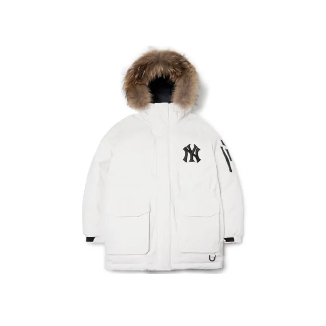 MLB Base Logo Down Jackets Unisex White - POIZON