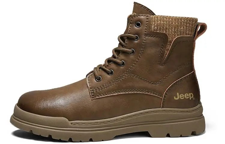 Jeep Martin Boots Men Khaki - POIZON