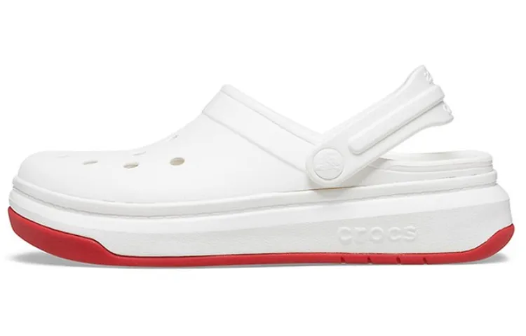 Crocsband Full Force Thick Sole Sandals White Red Unisex - POIZON