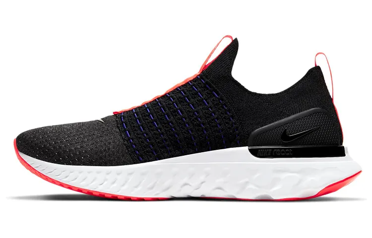 Nike React Phantom Run Flyknit 2 Black Bright Crimson - POIZON