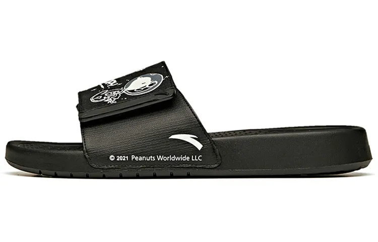 Snoopy X ANTA Life Collection Slide Slippers Men Black ANTA White/Steel ...