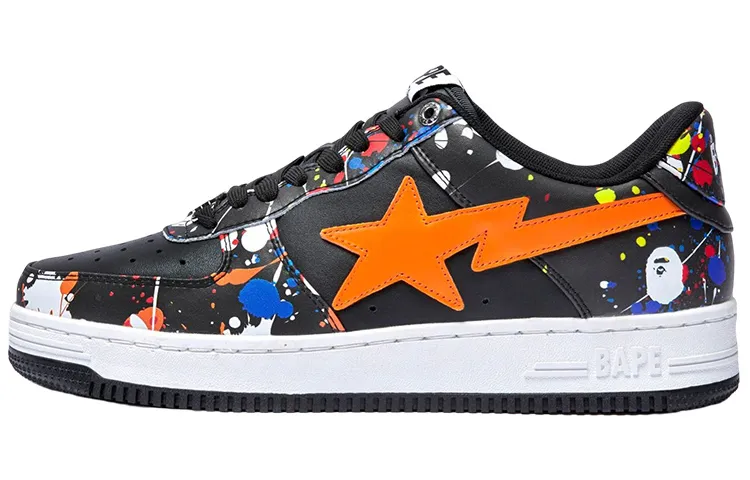 A Bathing Ape Bape Sta Paint Splatter Black - POIZON