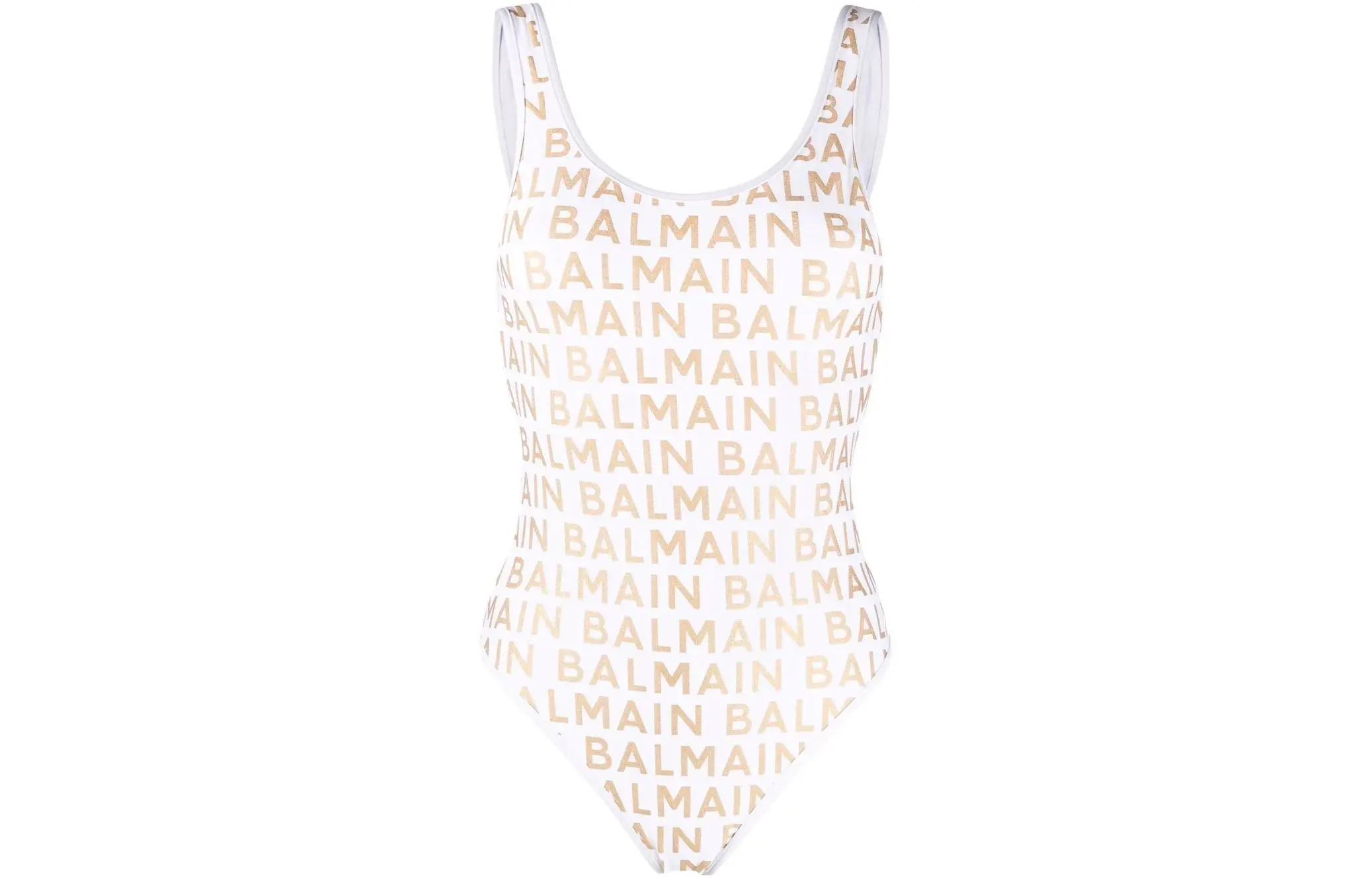 BALMAIN Allover Logo Printed Low-Back Bathing Suit - POIZON