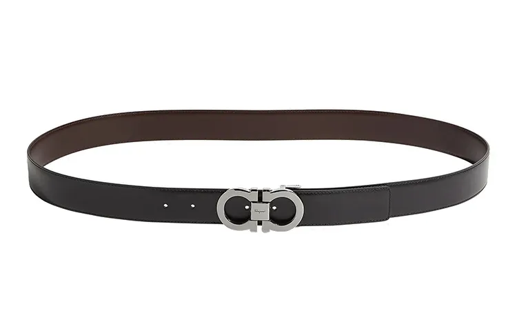 FERRAGAMO Reversible And Adjustable Gancini Belt Black/Auburn - POIZON