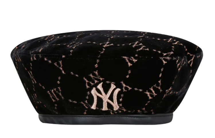 MLB Monogram Velvet Beret New York Yankees Hat - POIZON