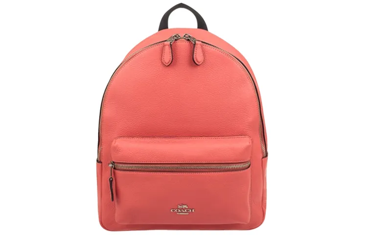 COACH Medium Backpack Leather Coral - POIZON