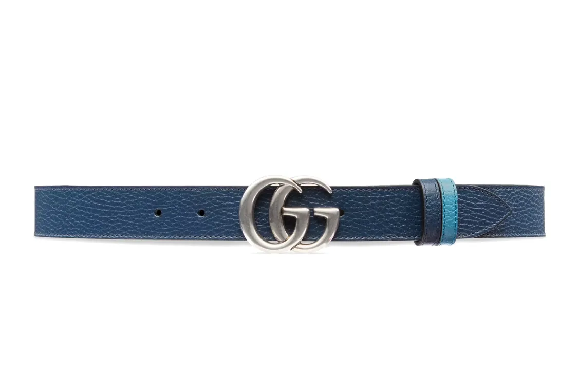 GUCCI GG Marmont Reversible Belt Wide 3cm Blue - POIZON
