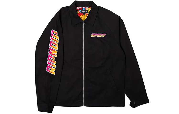 RIPNDIP Team Twill Jacket Coat Unisex Black - POIZON