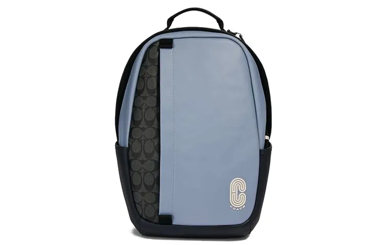 COACH Edge Leather Backpack Large Size Men's Blue & Black - POIZON