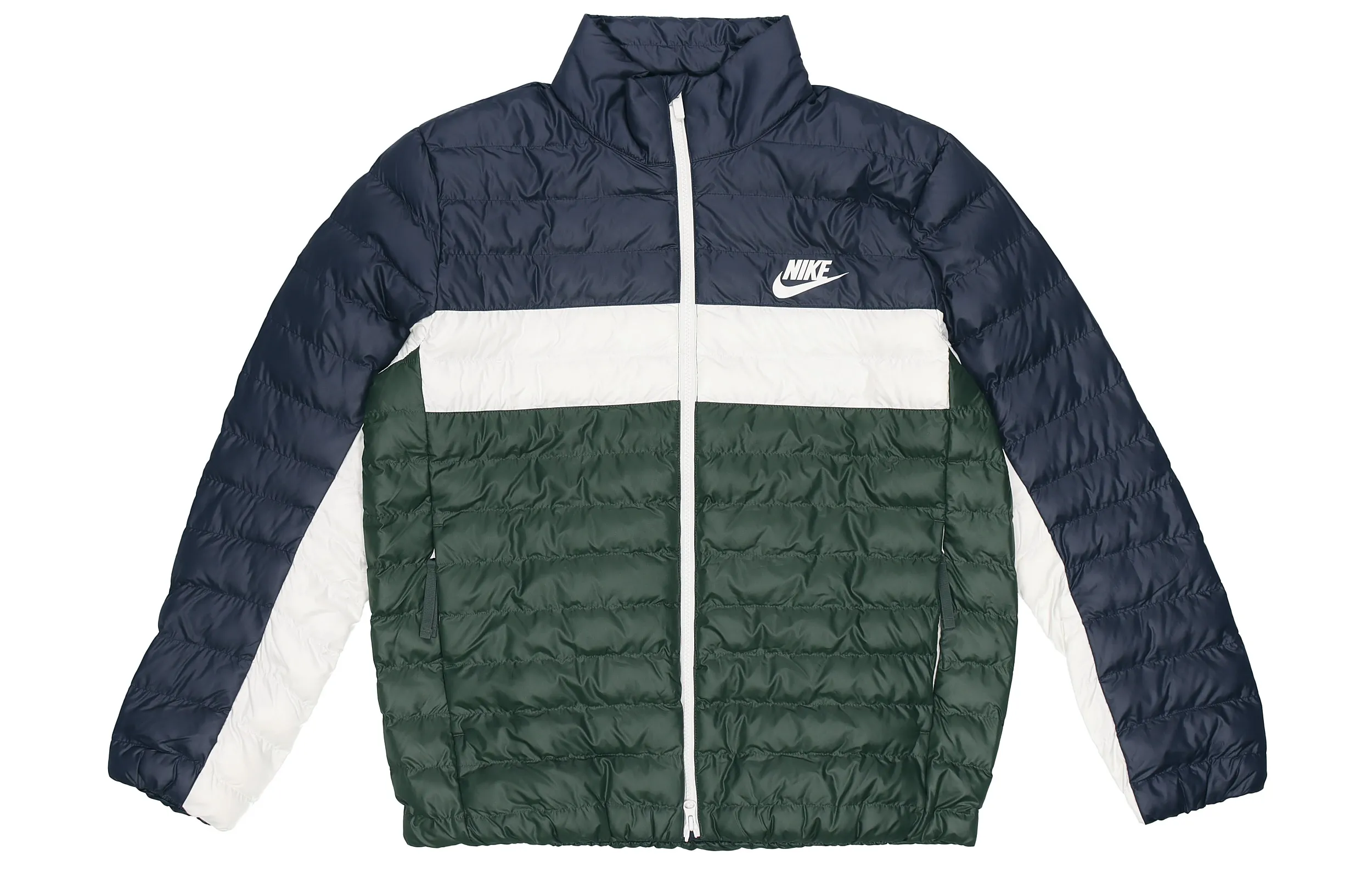 Nike Quilted Jacket Men Blue-green Color Blocking - POIZON