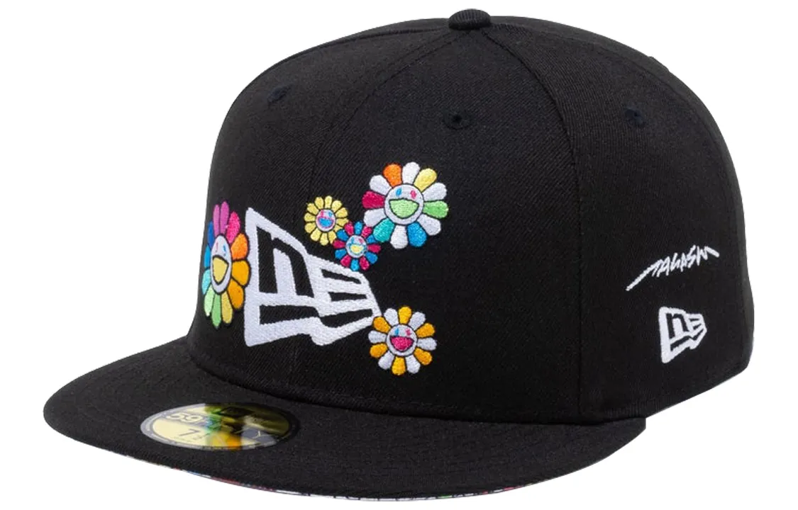 New Era x Takashi Murakami Flower Flag 59Fifty Fitted Hat Black Rainbow ...