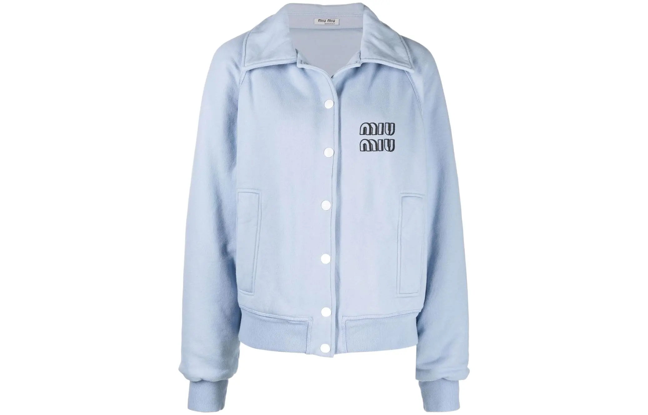 MIU MIU Wmns SS22 Logo Embroidery Bomber Jacket Blue - POIZON