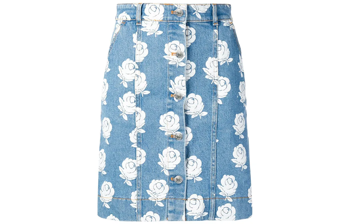KENZO Printing Denim Skirt Blue Female - POIZON