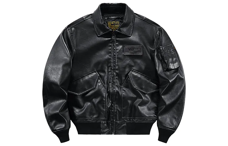 VIP Leather Jacket Unisex Black - POIZON