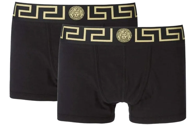 VERSACE Male Underwear Men’s Logo Panties 2 Packs Black - POIZON