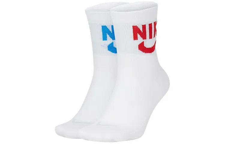 Nike Men’s Heritage Ankle Logo Printing Sports Socks 2 Packs White - POIZON