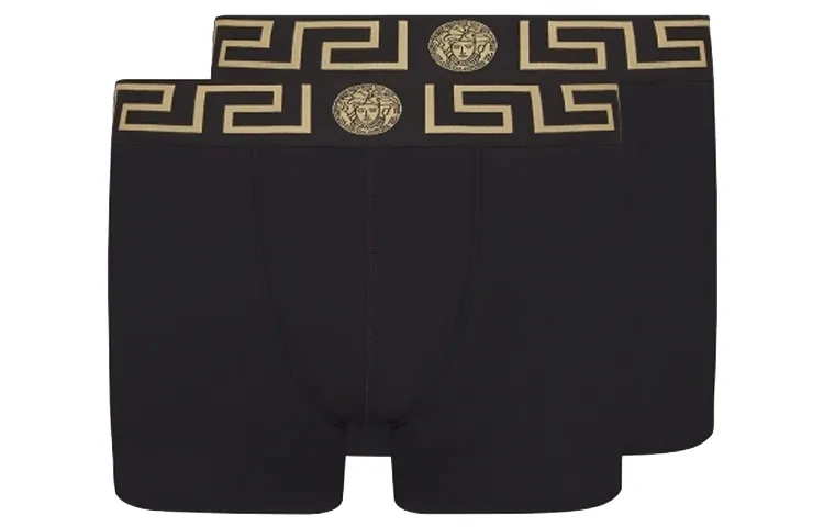VERSACE Greca Border Boxers 'Black' - POIZON