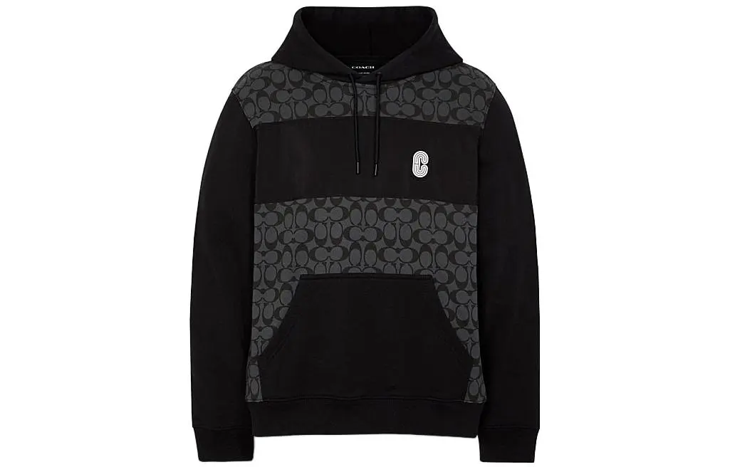 Coach Men Outlet Signature Hoodie Black - POIZON