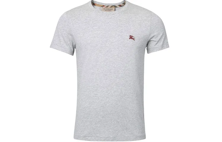 Burberry Men War Horse Embroidered Round Neck Short Sleeve T-shirt Grey ...