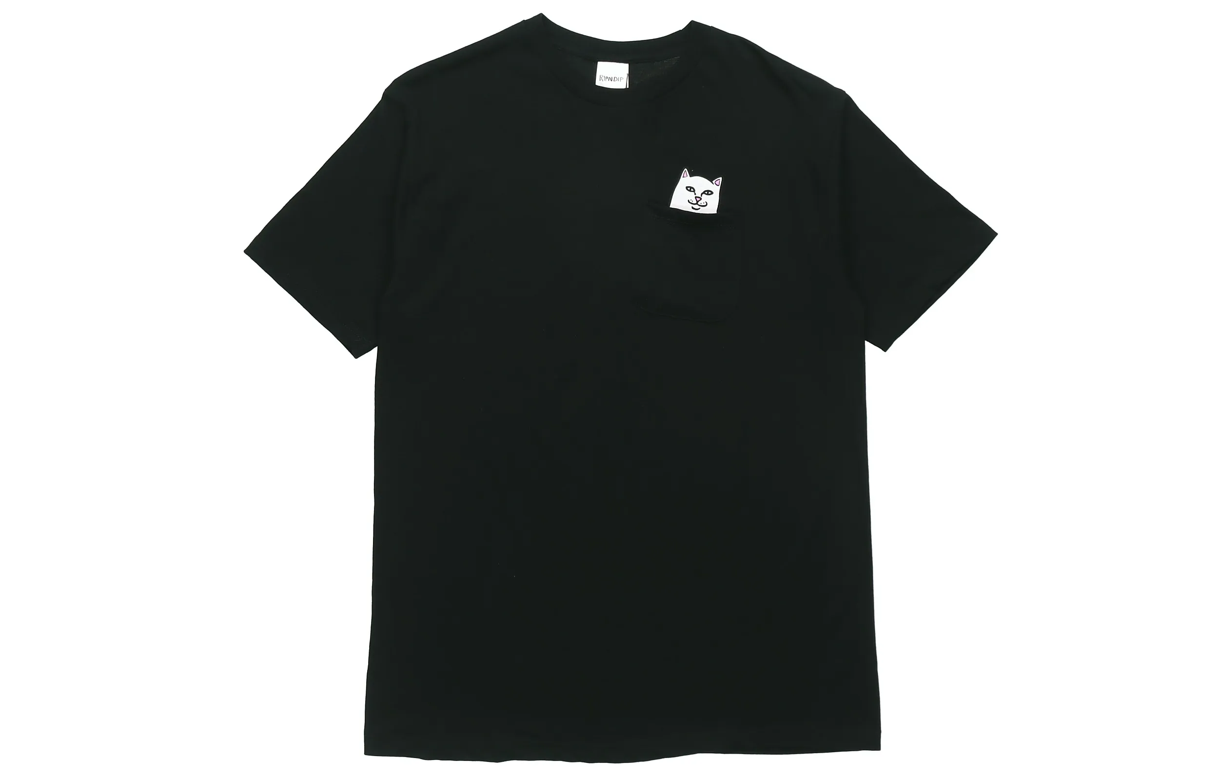 Ripndip Classical Middle finger cat Short-sleeveTee Unisex Black - POIZON