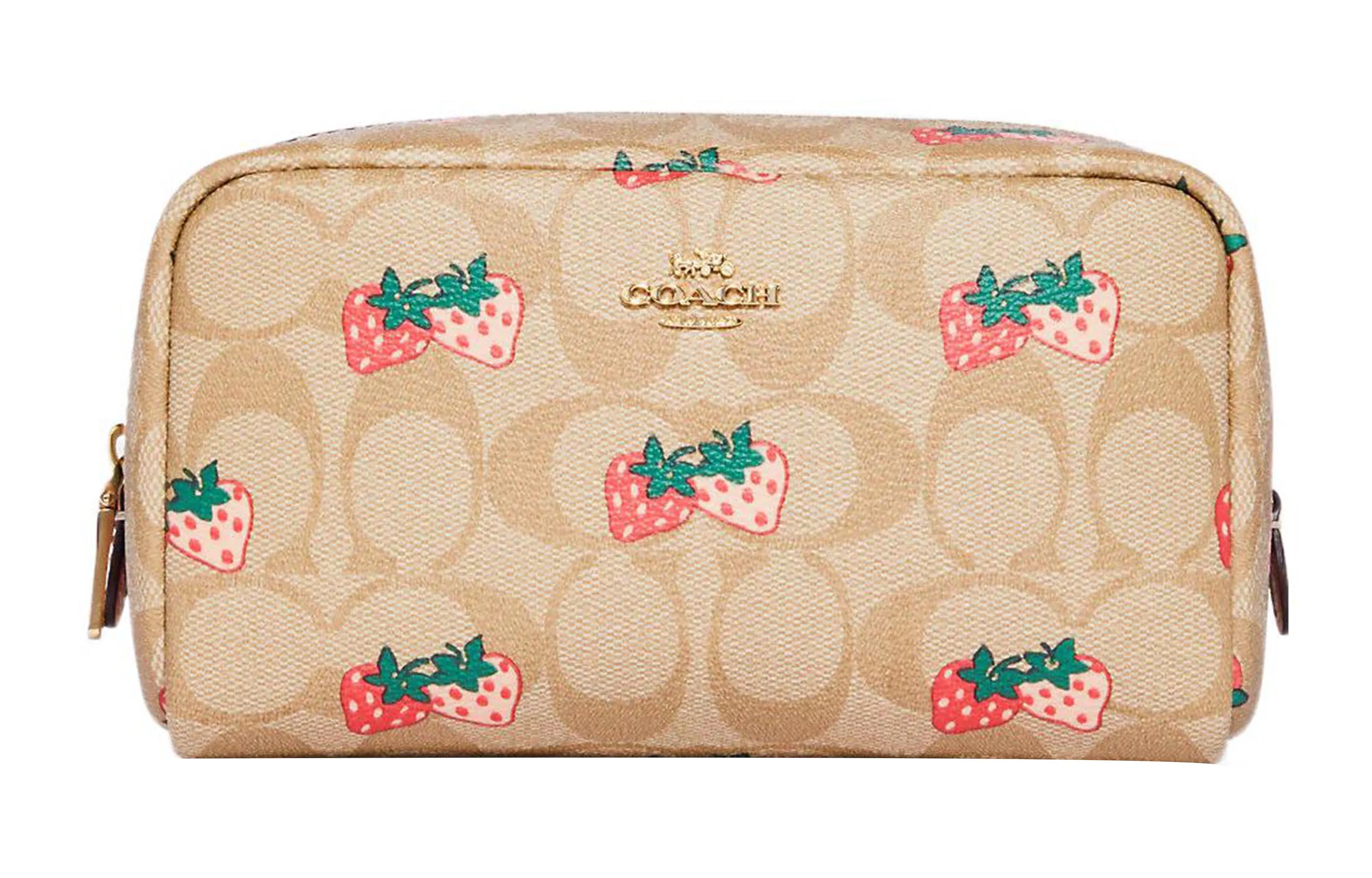 COACH Boxy Makeup Bag Khaki - POIZON