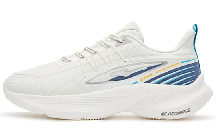 Erke Running Shoes Men Low-top Oak Bud White/smoke Blue - POIZON