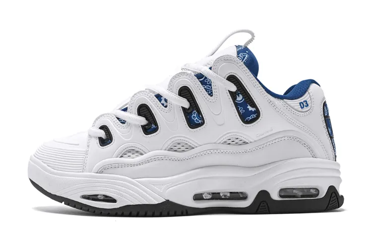 OSIRIS Skateboarding Shoes Unisex Low-top White/Black/Blue - POIZON