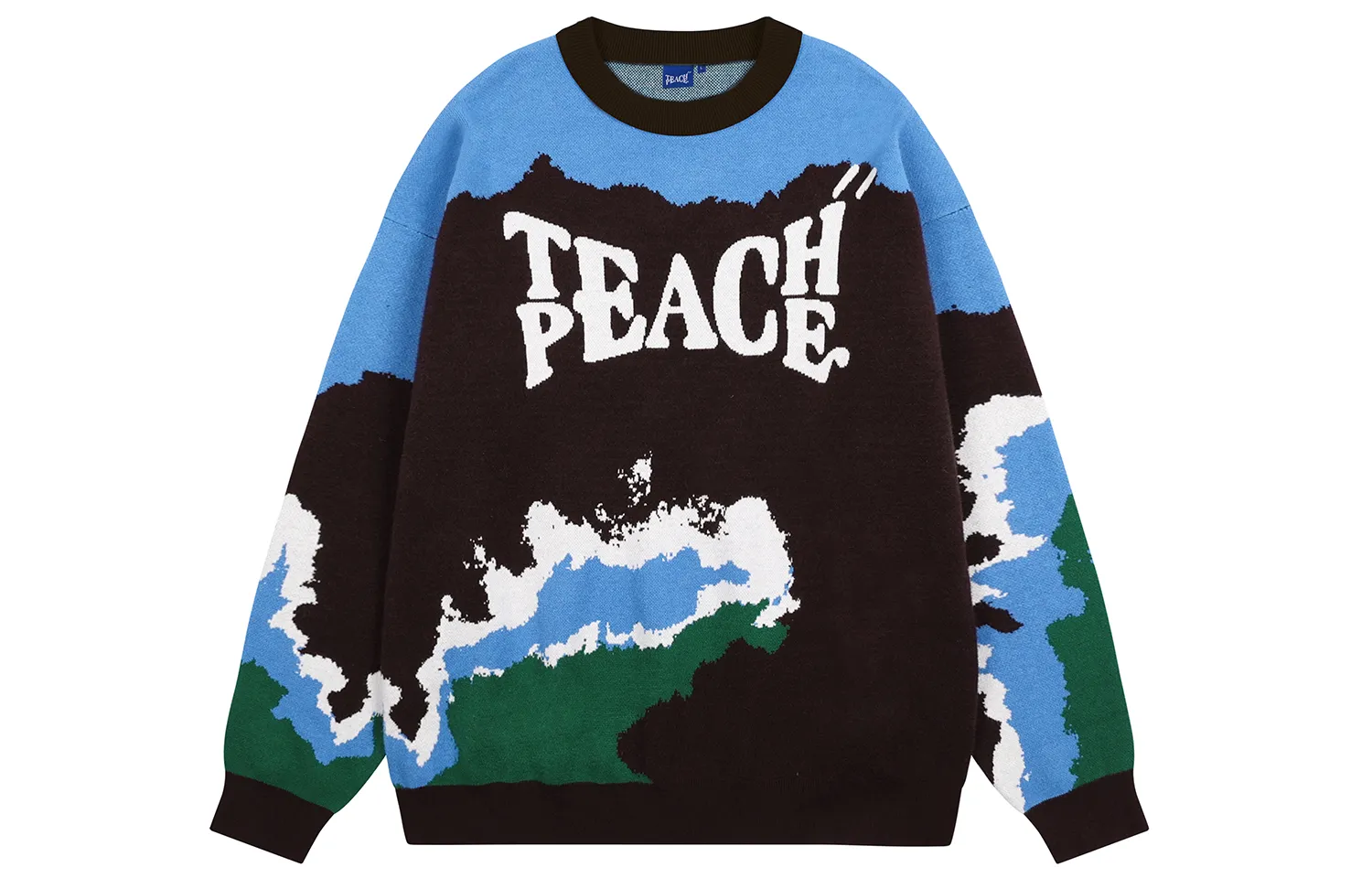 Teach Peace Sweater Unisex Blue - POIZON