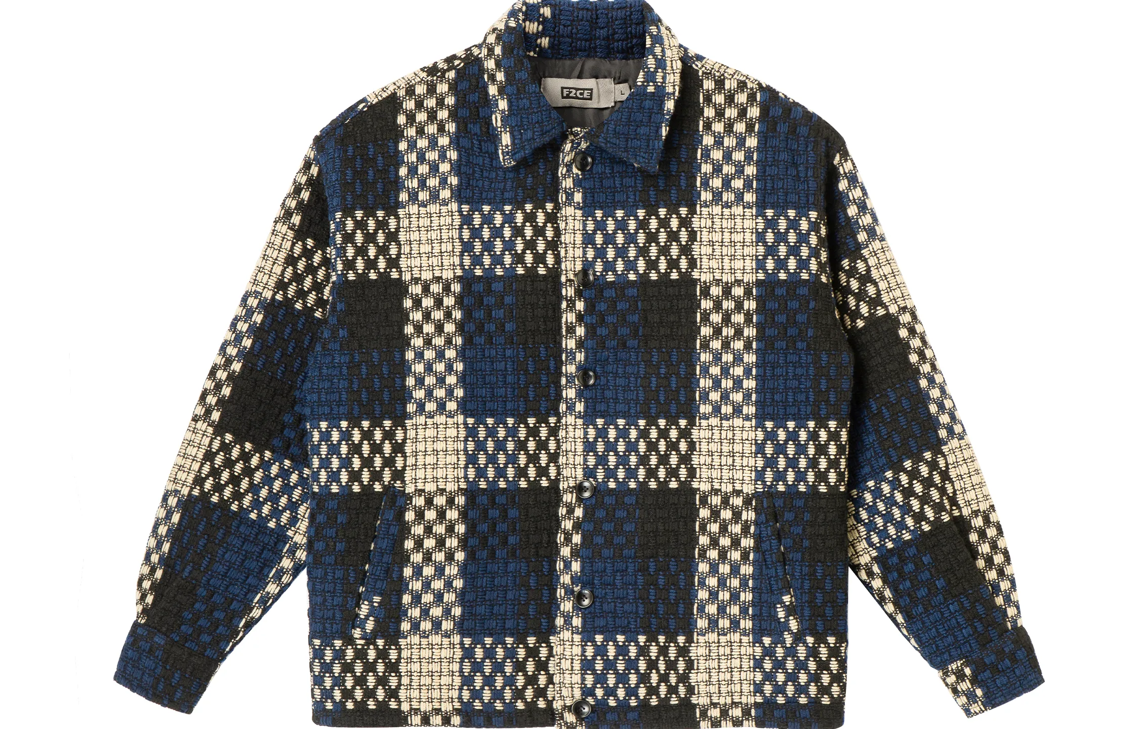 FIRE 2 COLD EGO Jacket Unisex Blue And Black Grid - POIZON