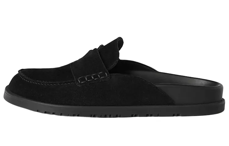 HERMES Go Mule Noir Suede Calkfskin Men's - POIZON