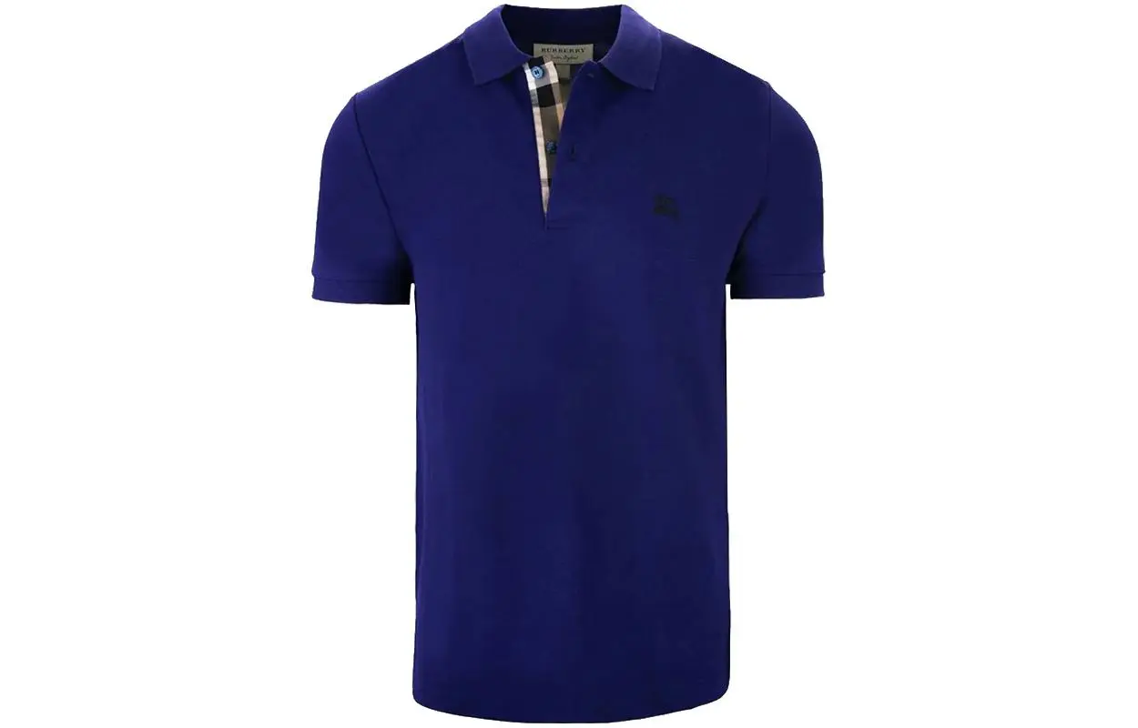 Burberry Oxford Logo Embroidered Polo Shirt Blue - POIZON