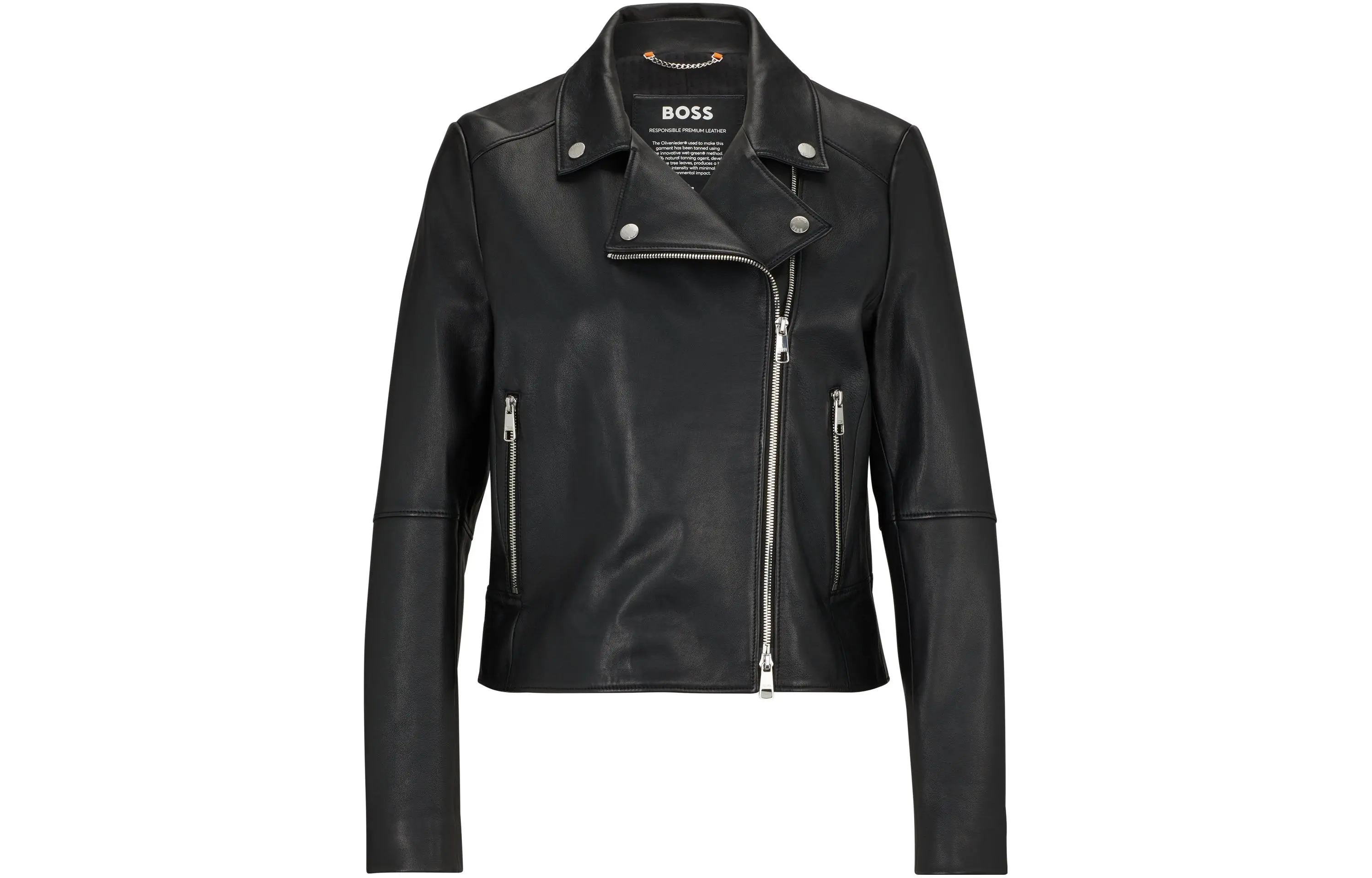 HUGO BOSS Leather Jackets Women's Black - POIZON