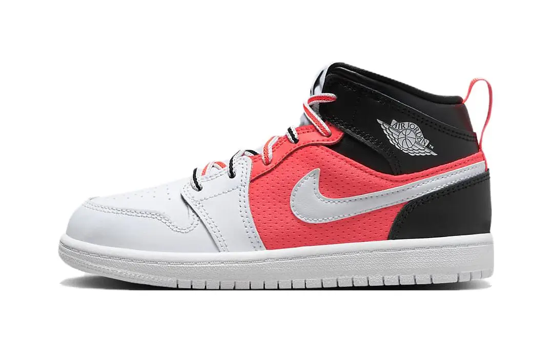 Jordan Kids Jordan 1 Mid "White Infrared" Sneakers - POIZON