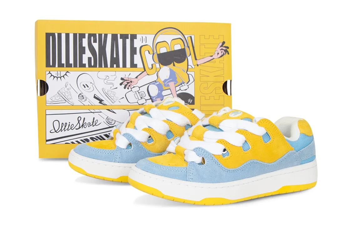 Ollieskate Skateboard Shoes Unisex Low-Top Blue/Yellow - POIZON
