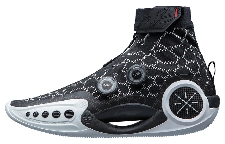 Male Li Ning WOW 9 Basketball shoes Black/White - POIZON