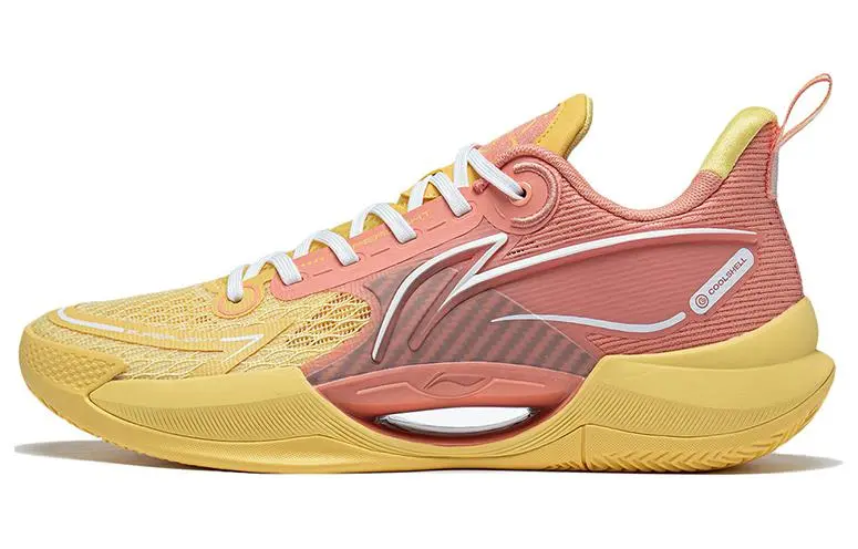 LINING Super Light V2 Basketball Shoes Men Low-Top Yellow/Pink - POIZON