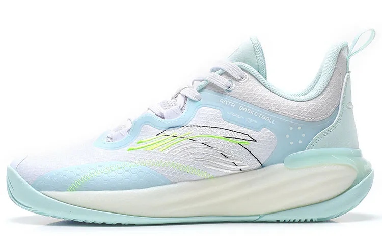 ANTA Basketball Shoes Men Low-top ANTA White / Foam Green / Light ...