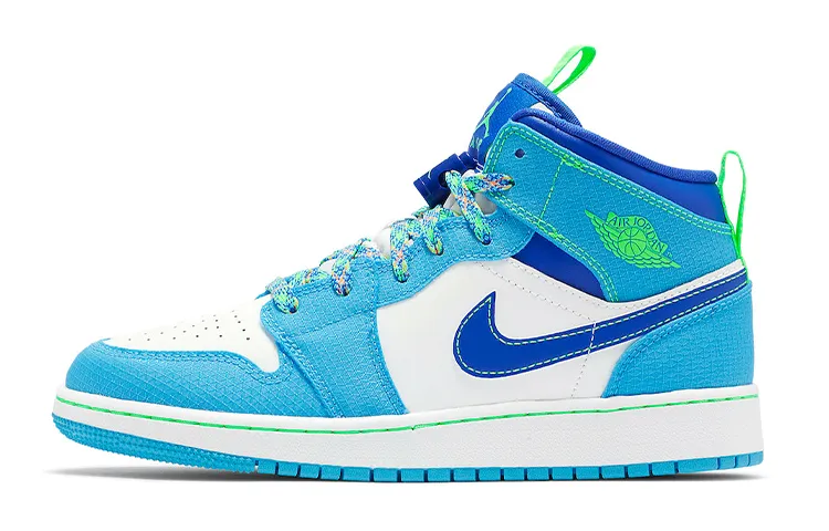 Air Jordan 1 Mid SE GS 'Sprite' Blue/Green - POIZON