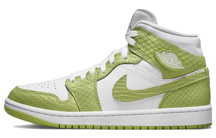 Jordan 1 Mid Green Python Vintage basketball shoes Female - POIZON